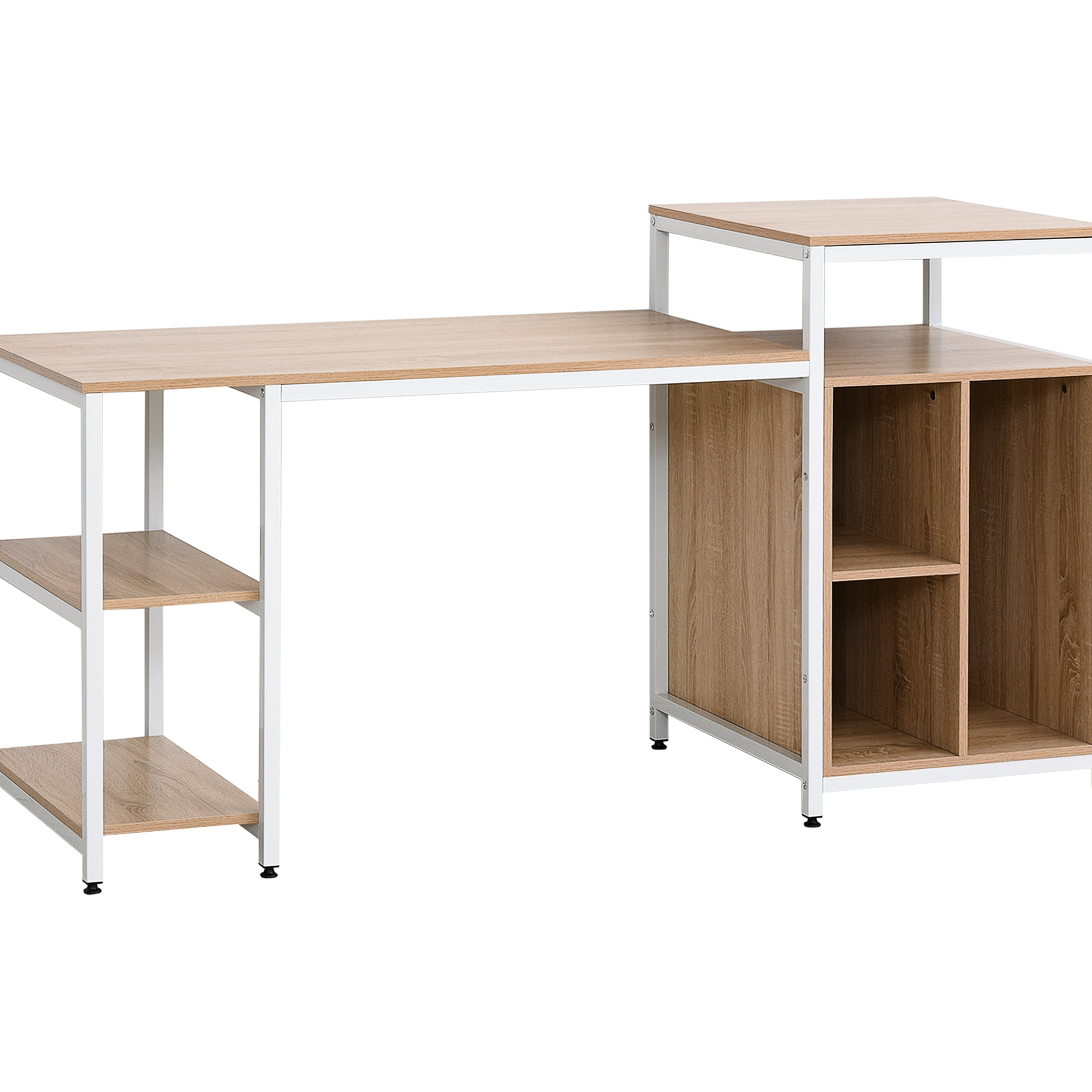 68" Office Computer Desk With Shelves & Space, Simple Design, Build 68 ...