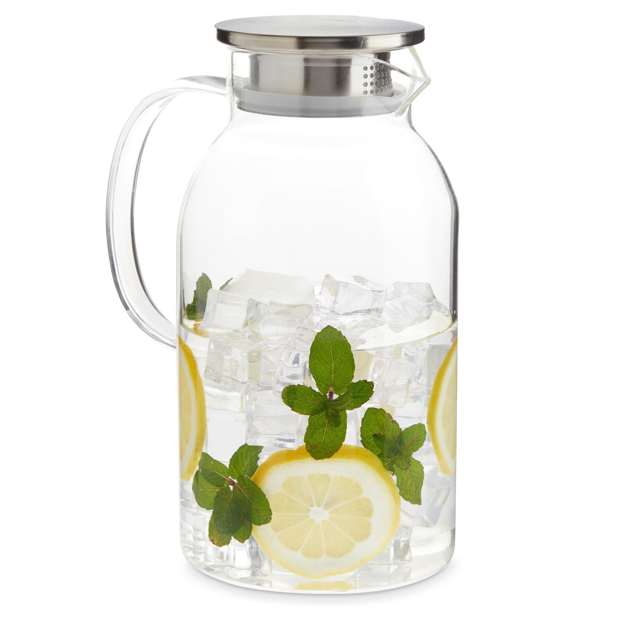 2L Glass Pitcher with Lid, Spout, and Handle - 68 Oz Carafe for Water ...
