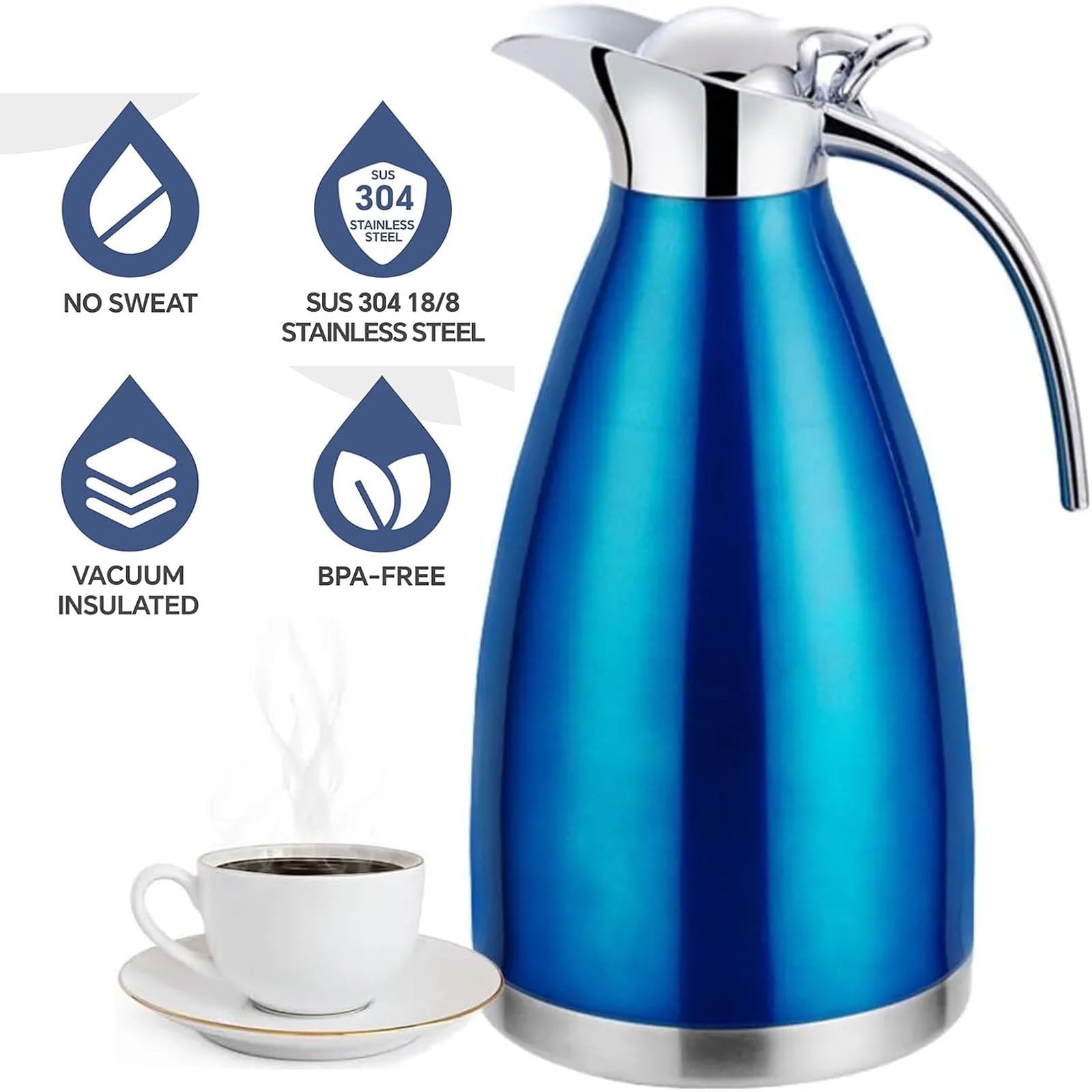 68oz Thermal Coffee Carafe, Double Wall Vacuum Insulated Thermos, 12 Hour Heat Retention/24 Hour ...