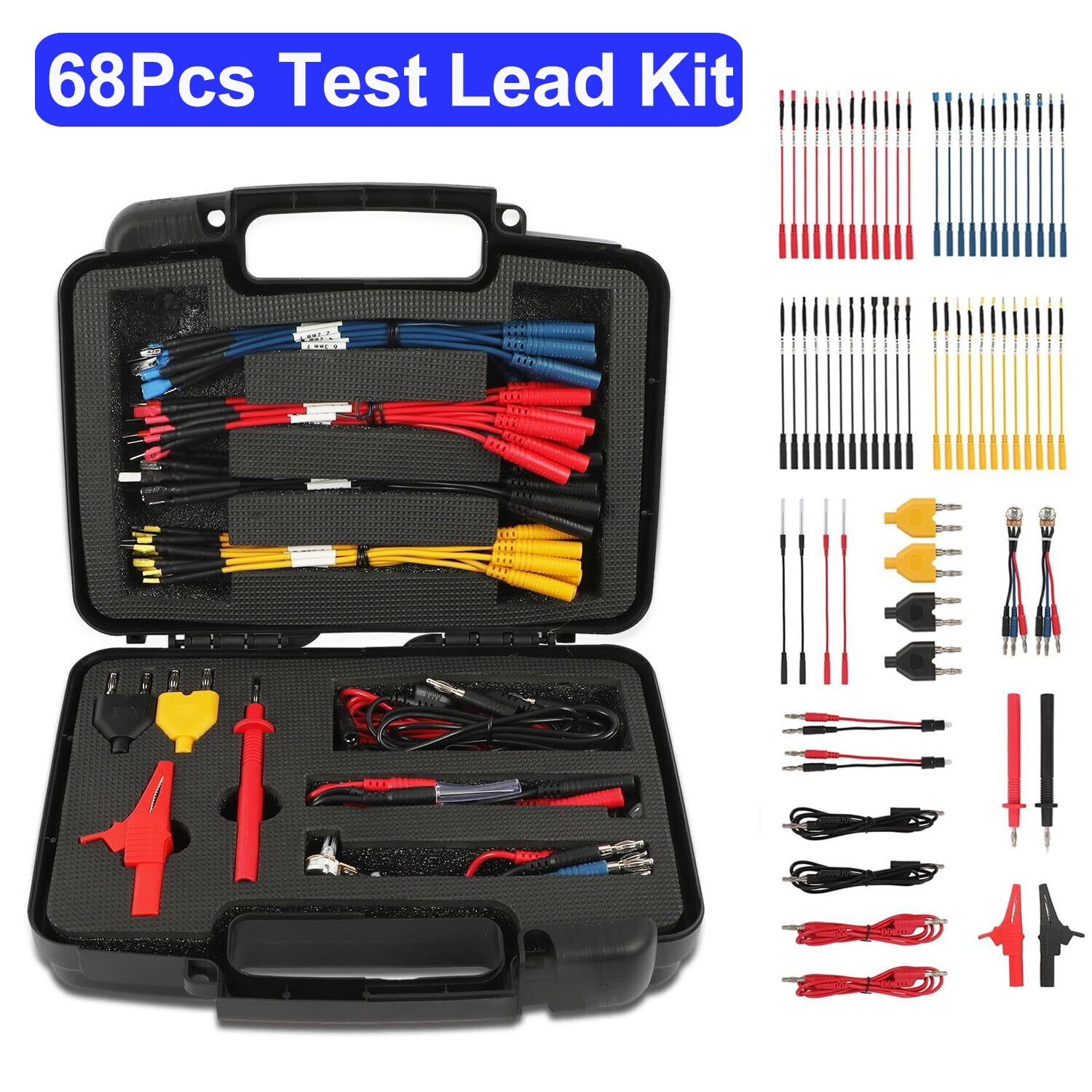 68 Pcs Electrical Multimeter Test Leads Kit Probe Cable Terminal Test ...