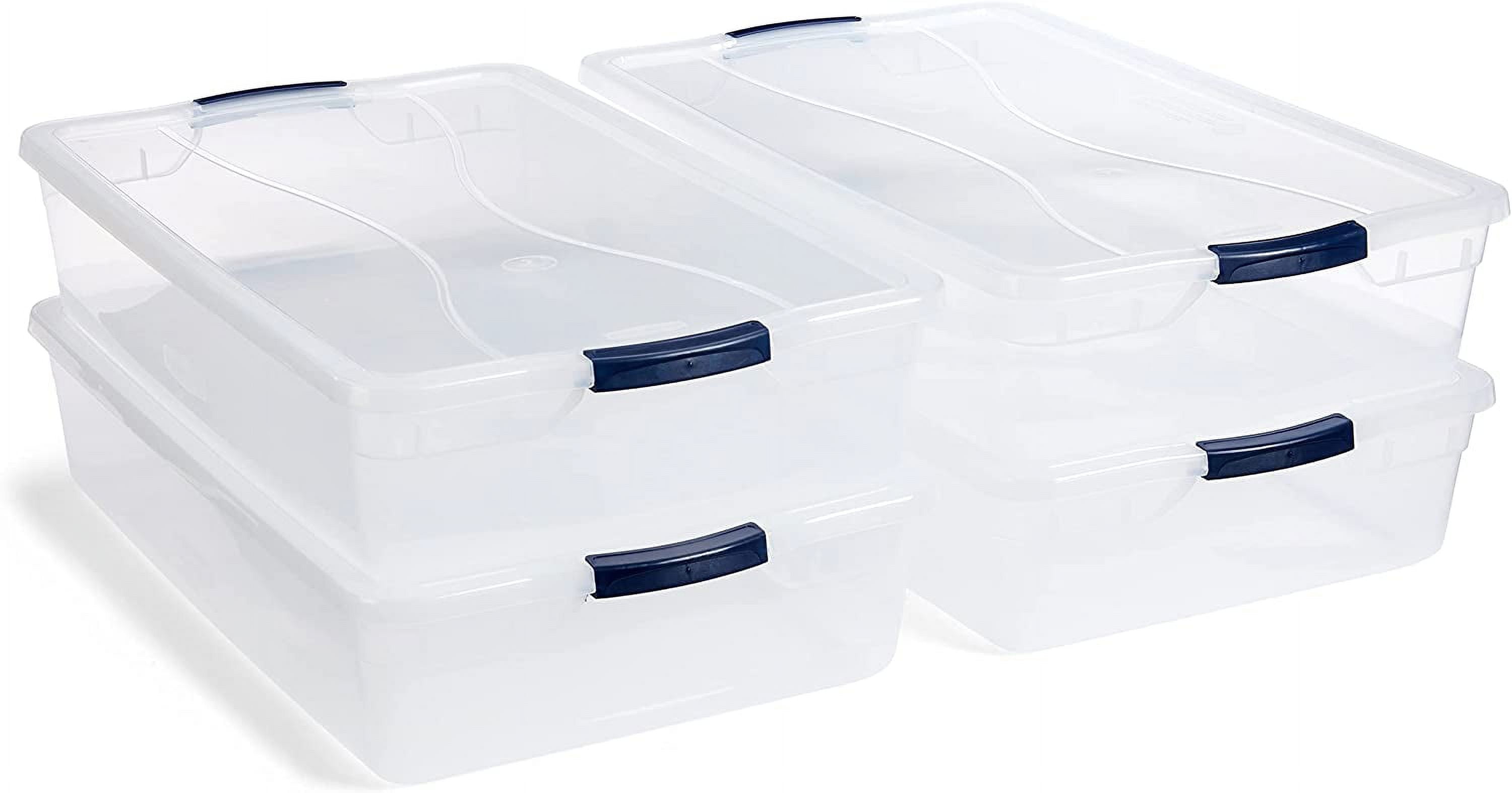 68 Quart Under the Bed Low Profile Storage Boxes with Dual Hinged Lids ...