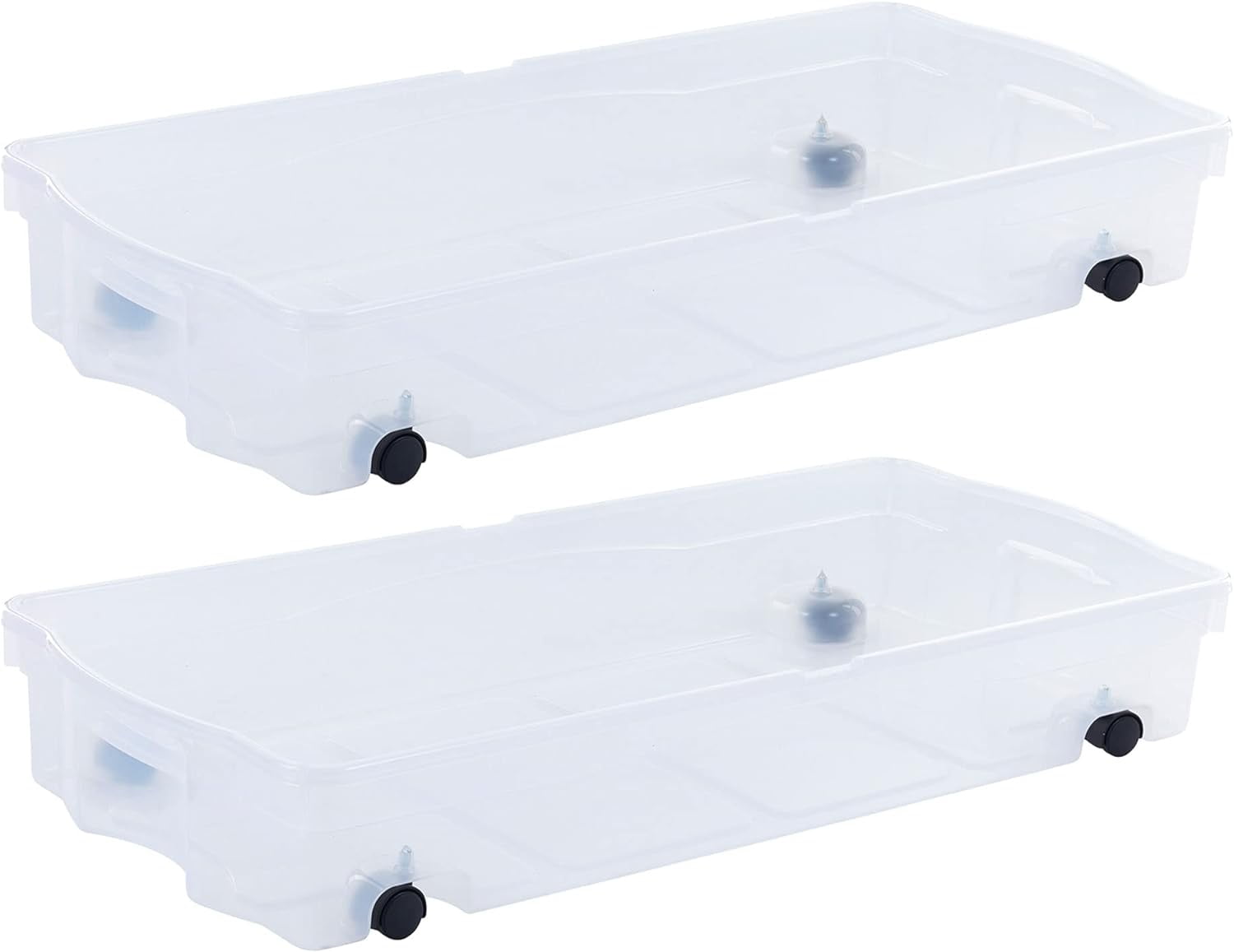 68 Quart Under the Bed Low Profile Storage Boxes with Dual Hinged Lids ...