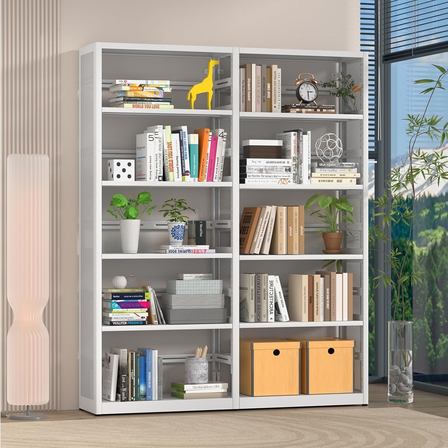 68''Tall Book Shelf, 5-Tier Bookshelves and Bookcases, White Modern ...