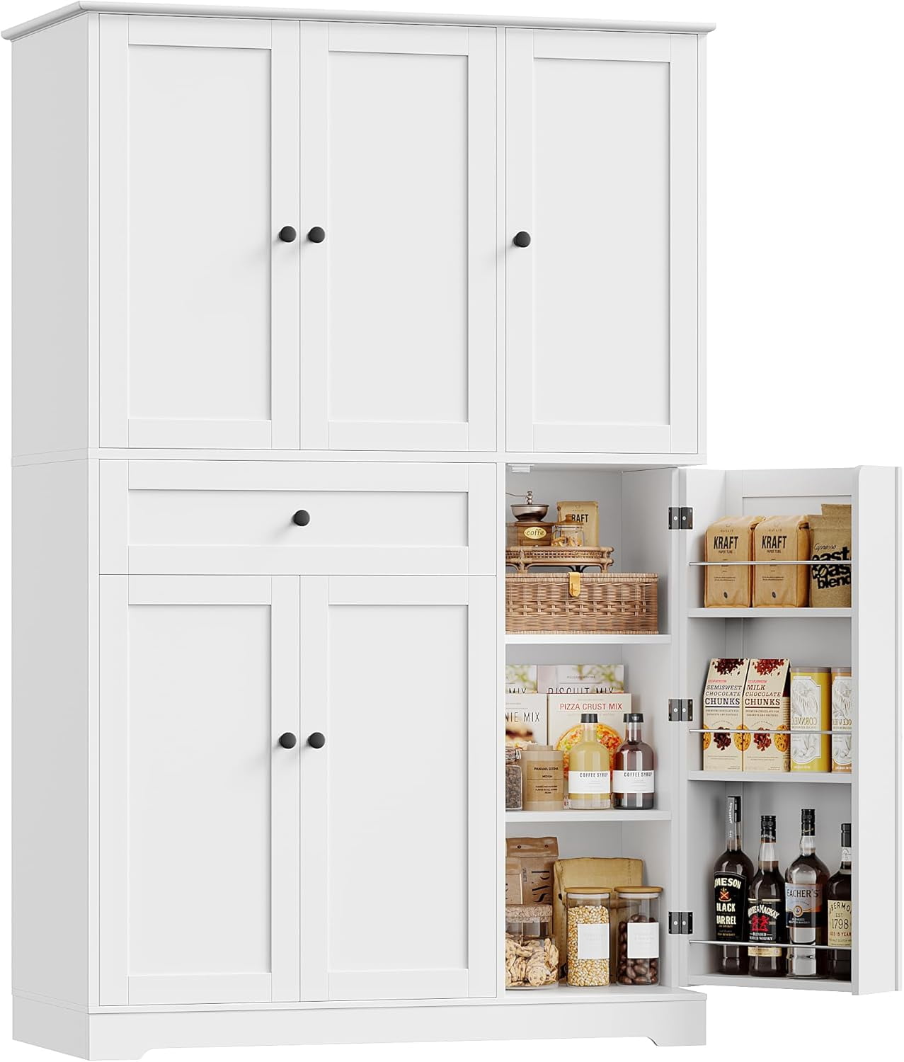 68" Tall Kitchen Pantry Storage Cabinet, Modern Kitchen Hutch Cabinet ...