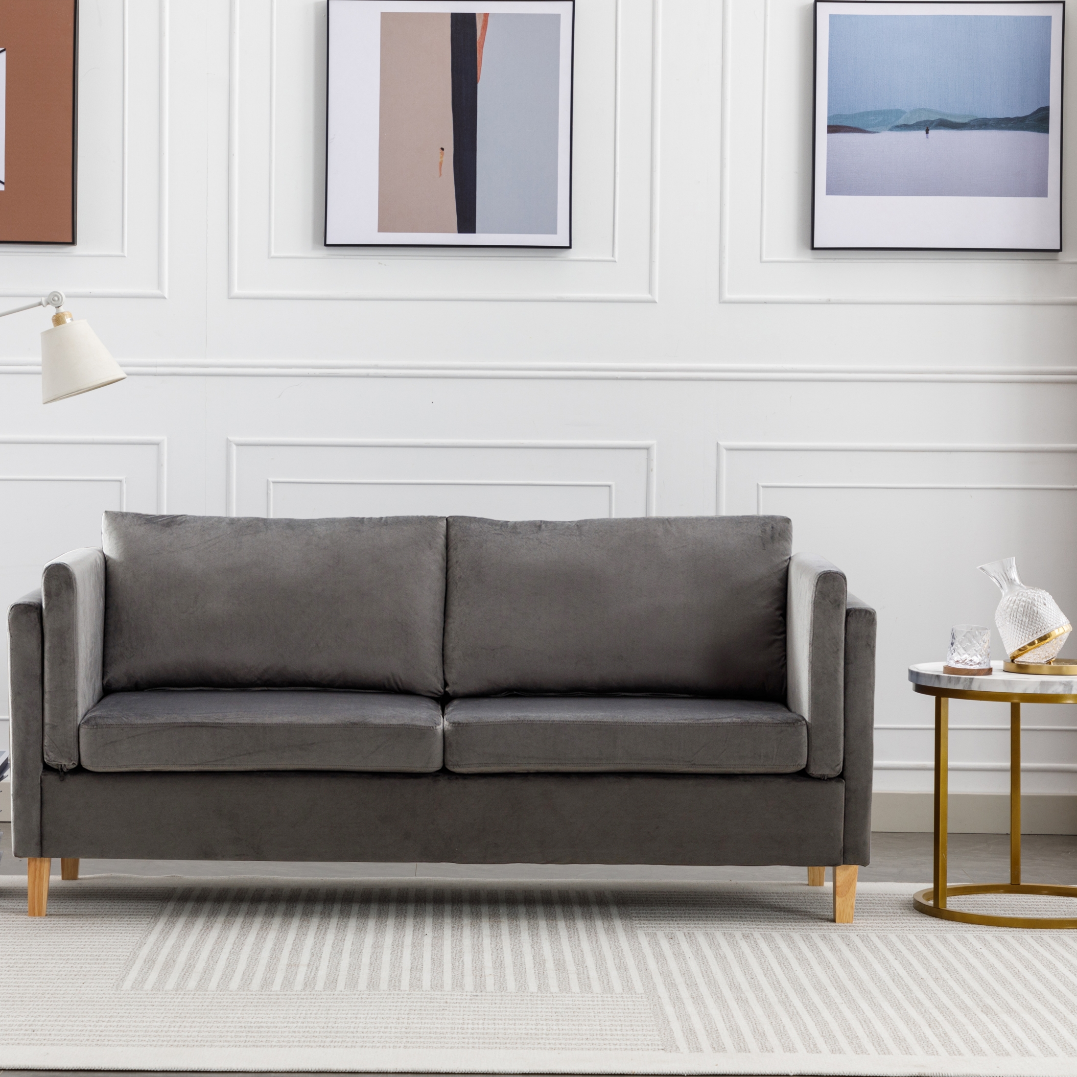 68" Velvet Love seats Small Sofa Couch 2 Seater Premium Velvet Loveseat ...