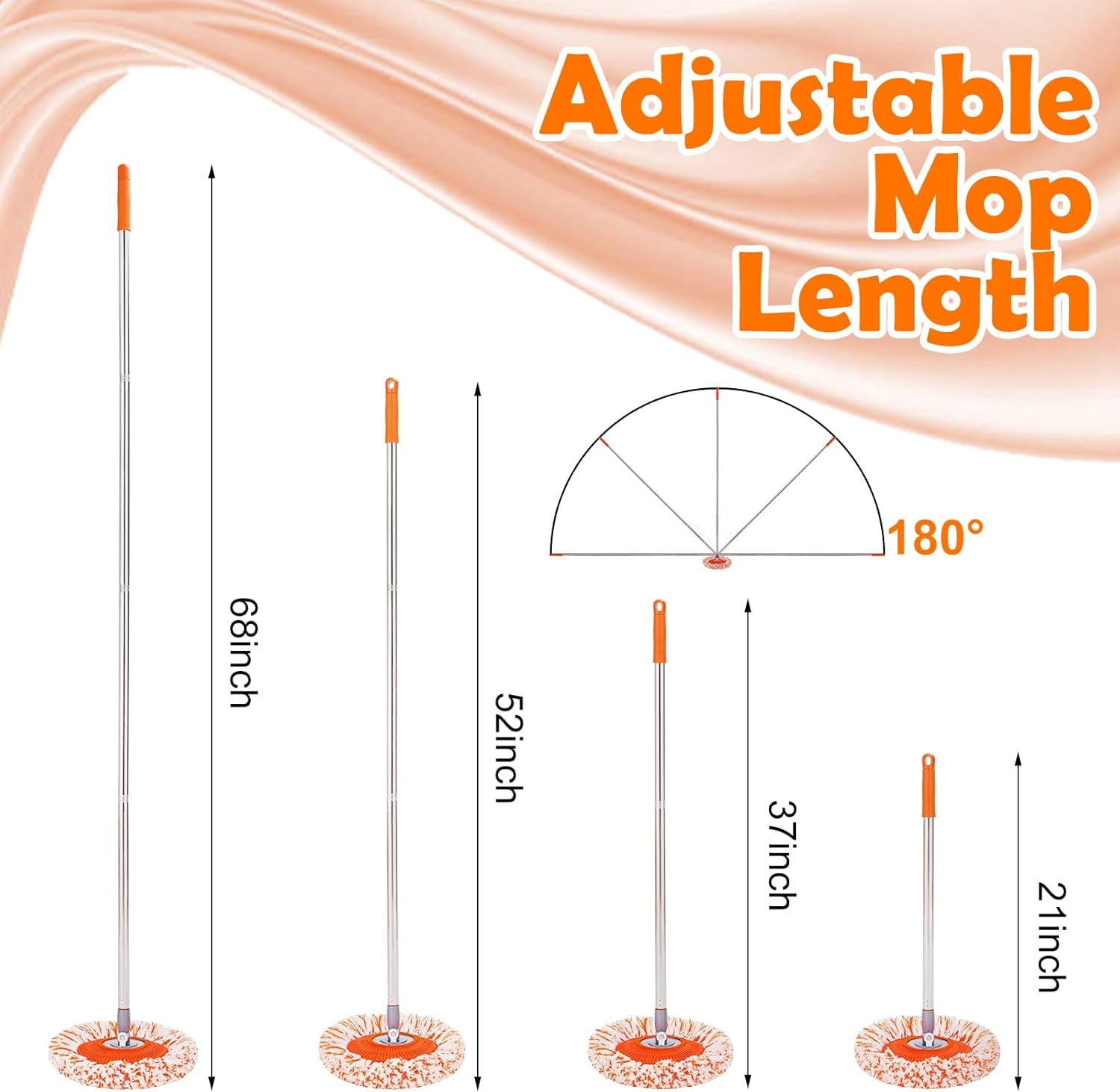 68" Wall Mop with Extendable Handle, High-Quality Baseboard Cleaner ...