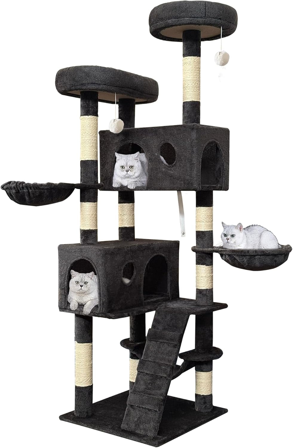 68" cat Tree Tall, Large Multi-Level Cat Condo with Sisal Leaf ...