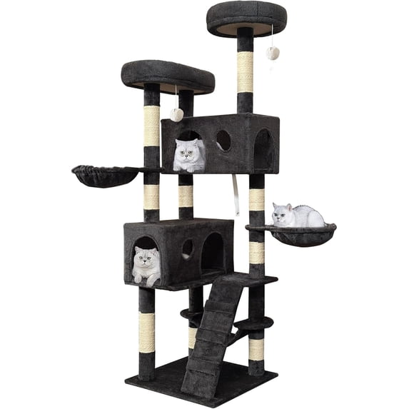 68" cat Tree Tall, Large Multi-Level Cat Condo with Sisal Leaf ...