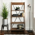 68 in. Brown Wood 4-shelf Ladder Bookcase with Open Back - Walmart.com