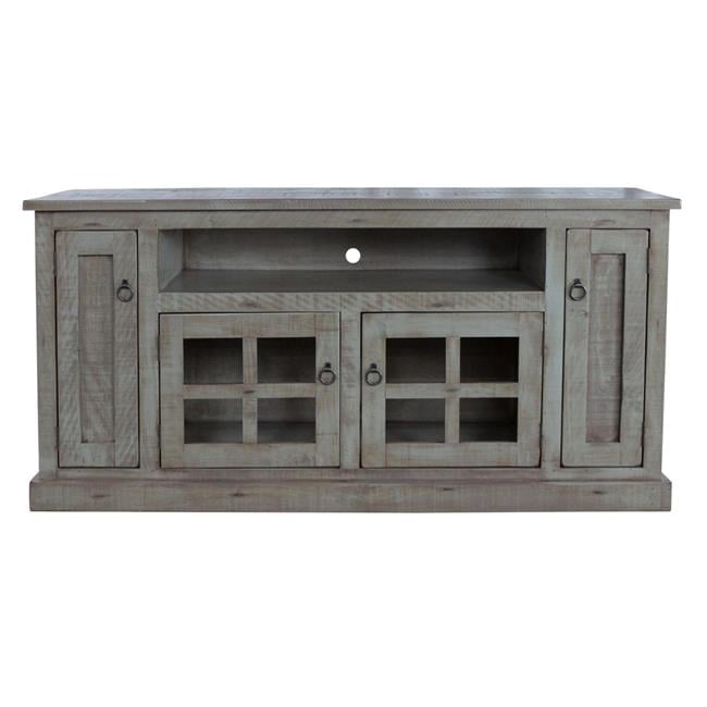 68 in. Rustic TV Stand with 2 Flat Panel Doors, Rustic Light Blue ...