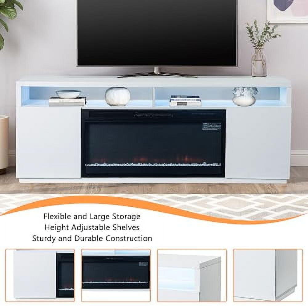 68 inch TV Stand with 36" Fireplace Inserts-Led Entertainment Center ...