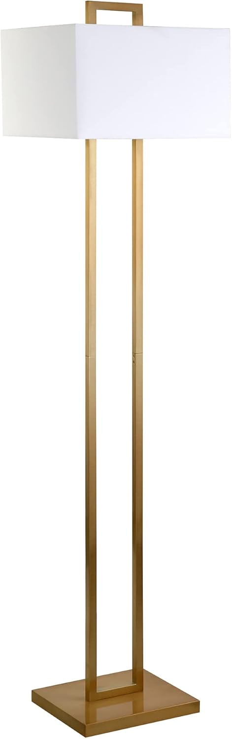 & 68-inch modern single light floor lamp, with white fabric rectangular ...