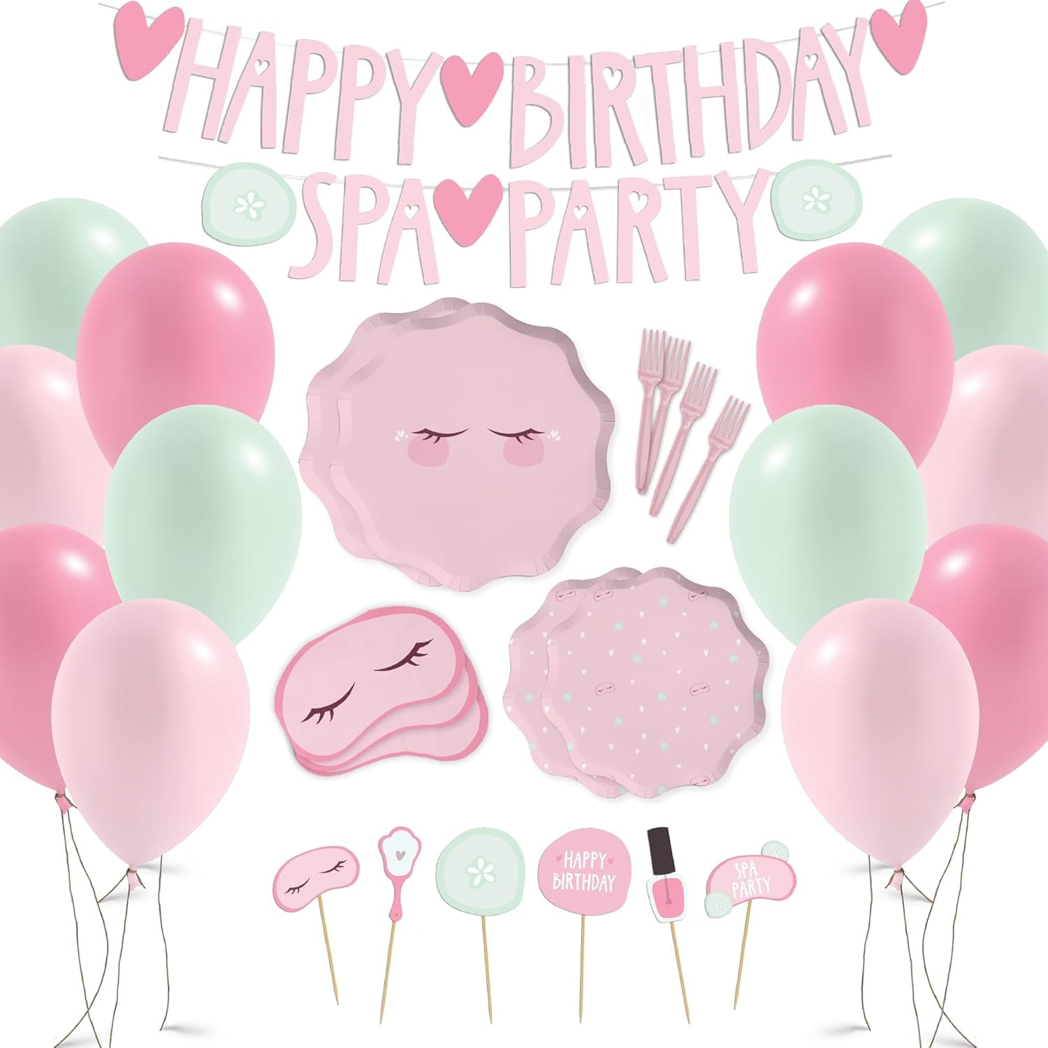 68 pcs Spa Party Decorations | Spa Party Plates, Napkins & Forks | Spa ...