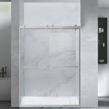 VIGO Elan 56 to 60 in. W x 74 in. H Sliding Frameless Shower Door in ...