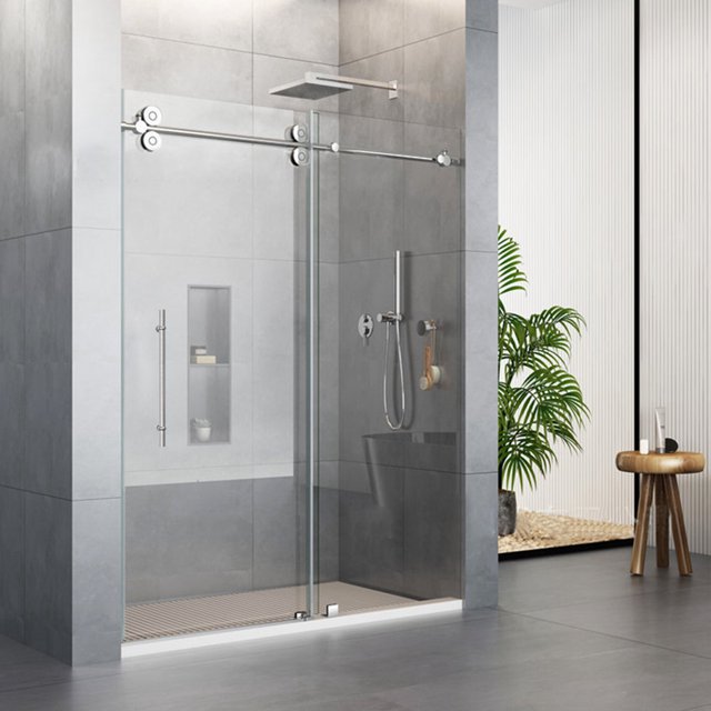 68 to 74 in. W x 76 in. H Single Sliding Frameless Shower Doors with Tempered Glass - Walmart.com