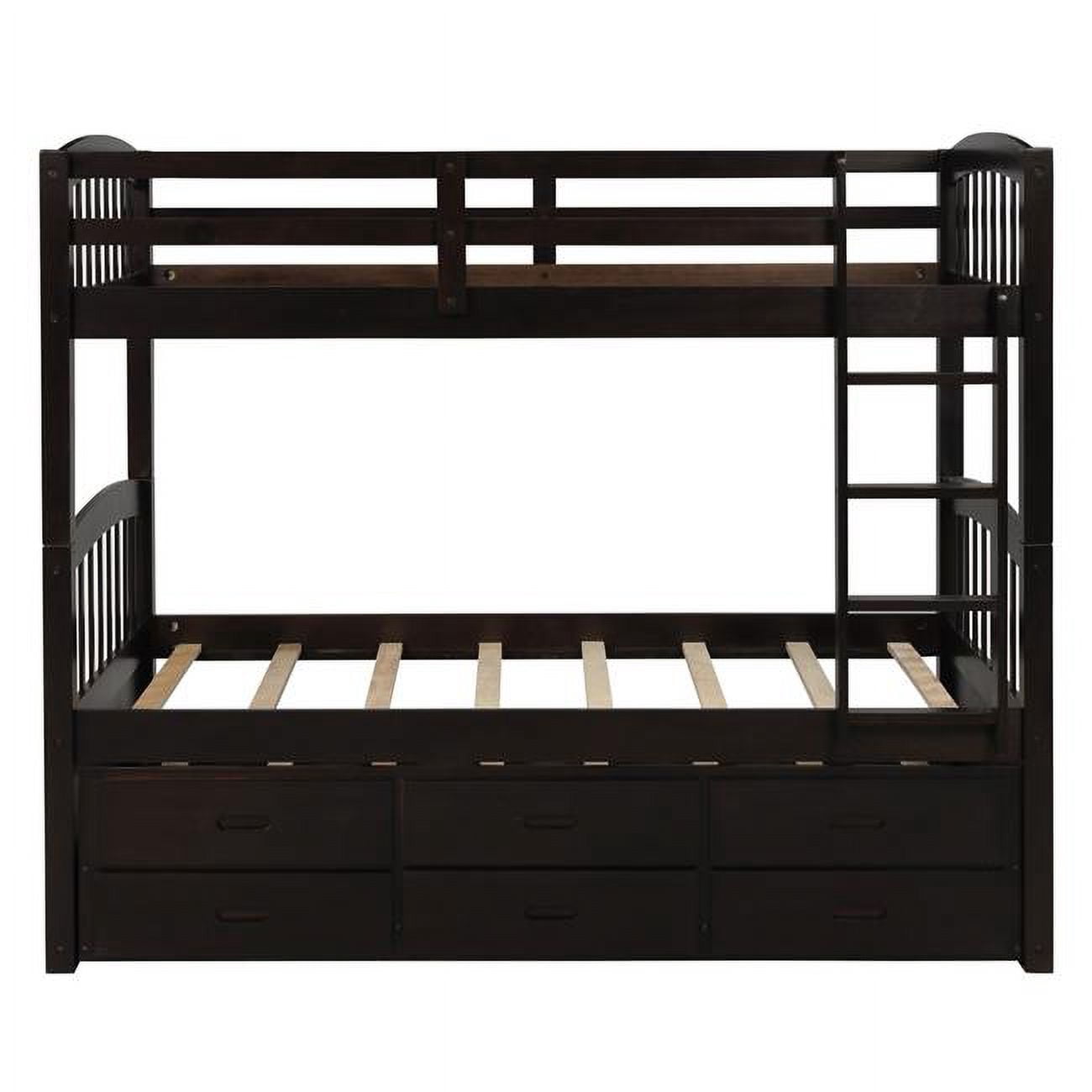 68 x 80 x 42 in. Over Twin Size Wood Bunk Bed with Espresso Trundle ...