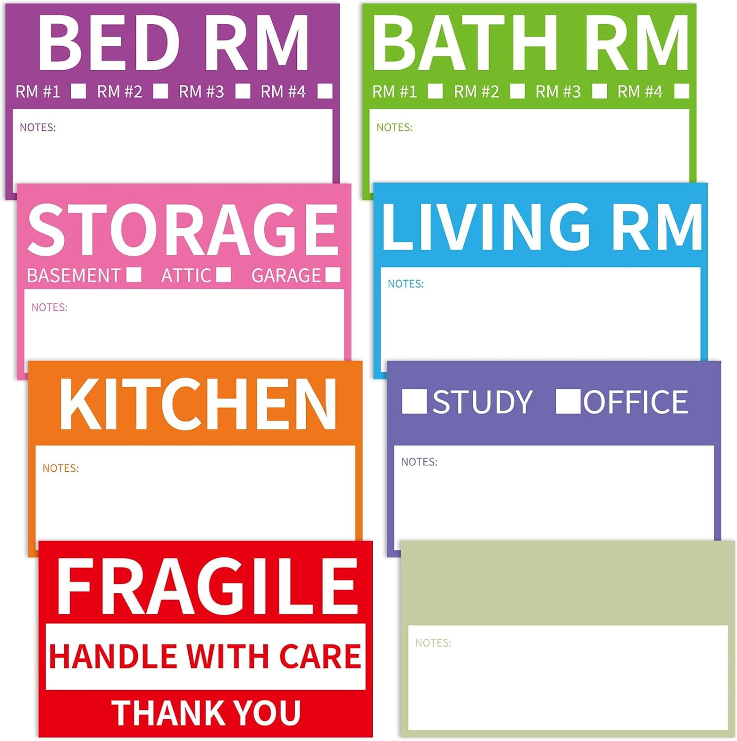 680 Home Moving Labels, 3.4 x 2 inches, 8-Color Coded Packing Box ...
