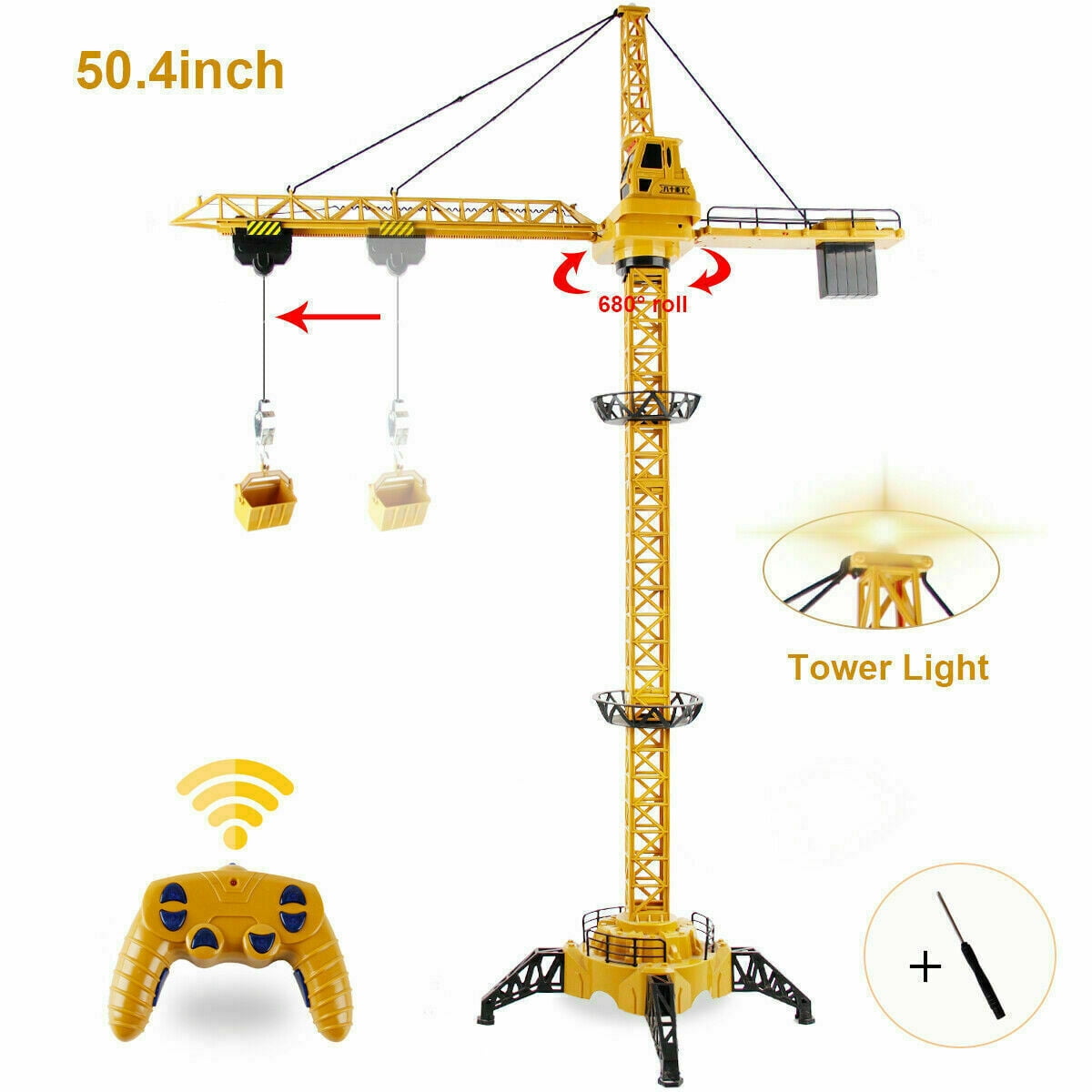 680° Roation RC Tower Crane Toy Simulation Pretend Play Metal Diecast Tower Gift - Walmart.com