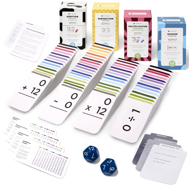 681 Math Flash Cards with Two (2) 12-Sided Dice: Addition, Subtraction ...