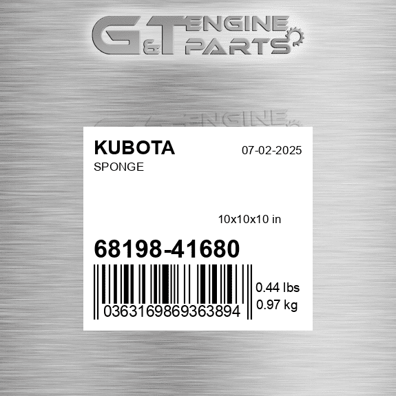 68198-41680 SPONGE fits KUBOTA (New OEM) - Walmart.com