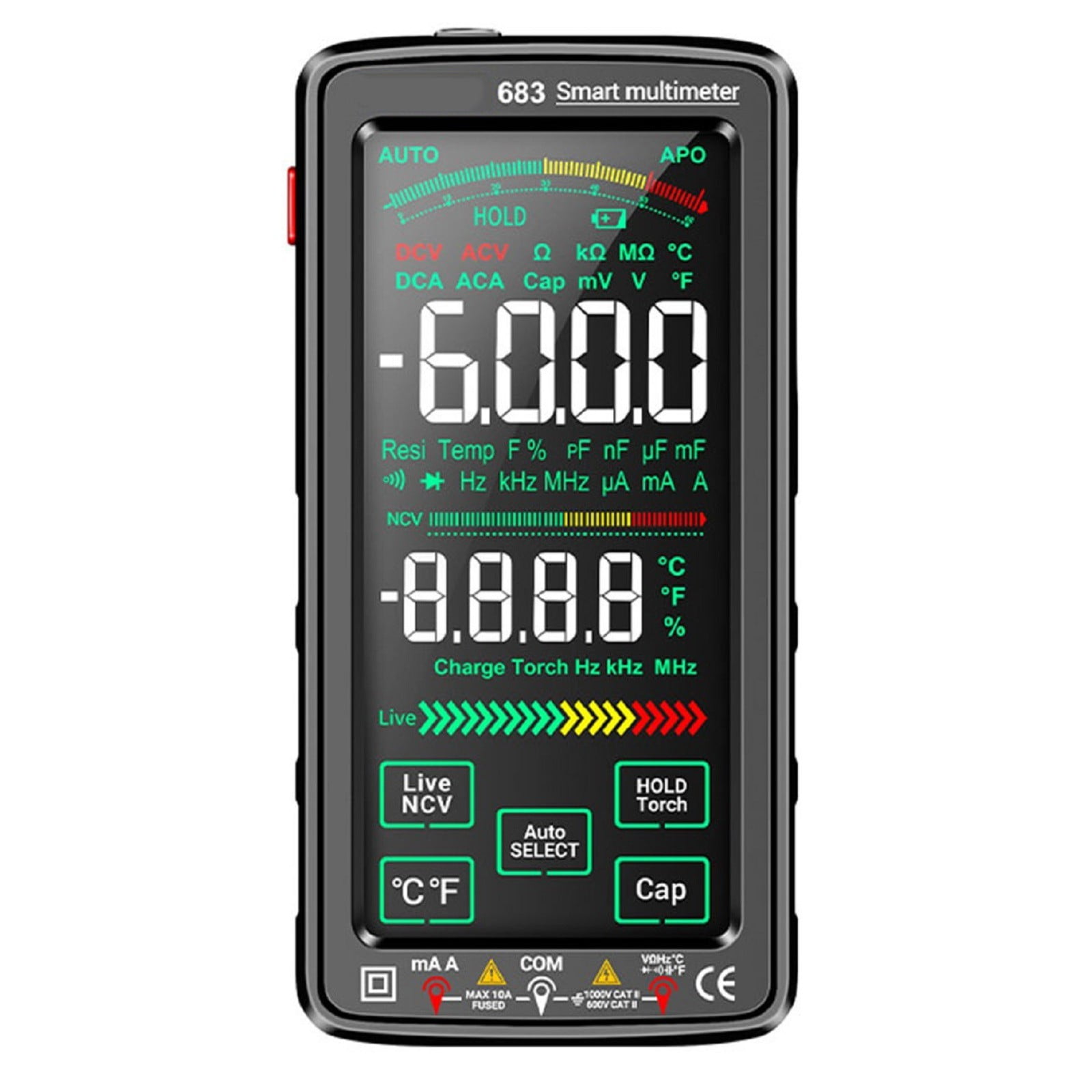 683 FullScreen Digital Multimeter TouchScreen Multimeter USB Li-battery ...