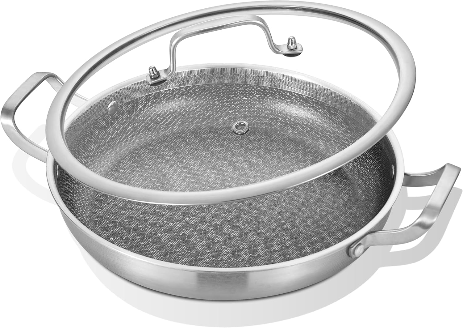684 12-Inch Hybrid Tri-Ply Stainless Steel Non Stick Paella Pan with ...