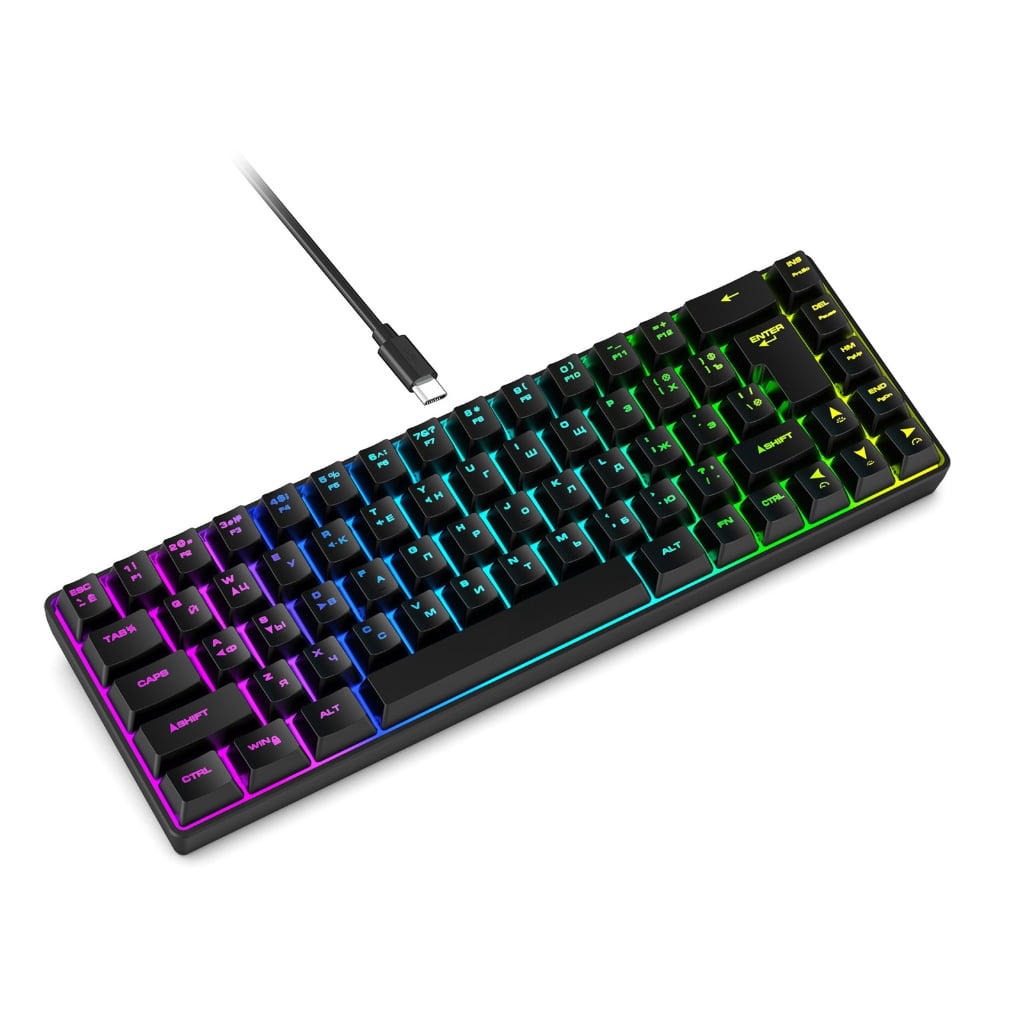 68Key Precise Corded Russian English Keyboard Dynamic Keystrokes 16M ...