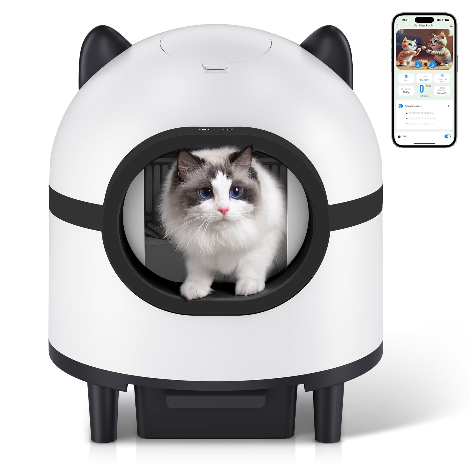 68L Self-Cleaning Smart Automatic Cat Litter Box with Wifi APP Control ...