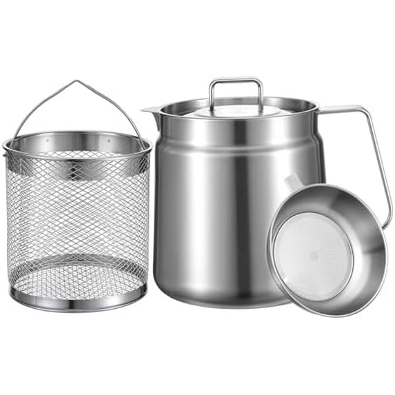 68Oz/2L 2-in-1 Oil Strainer Pot - SUS 304 Stainless Steel Cooking Oil ...