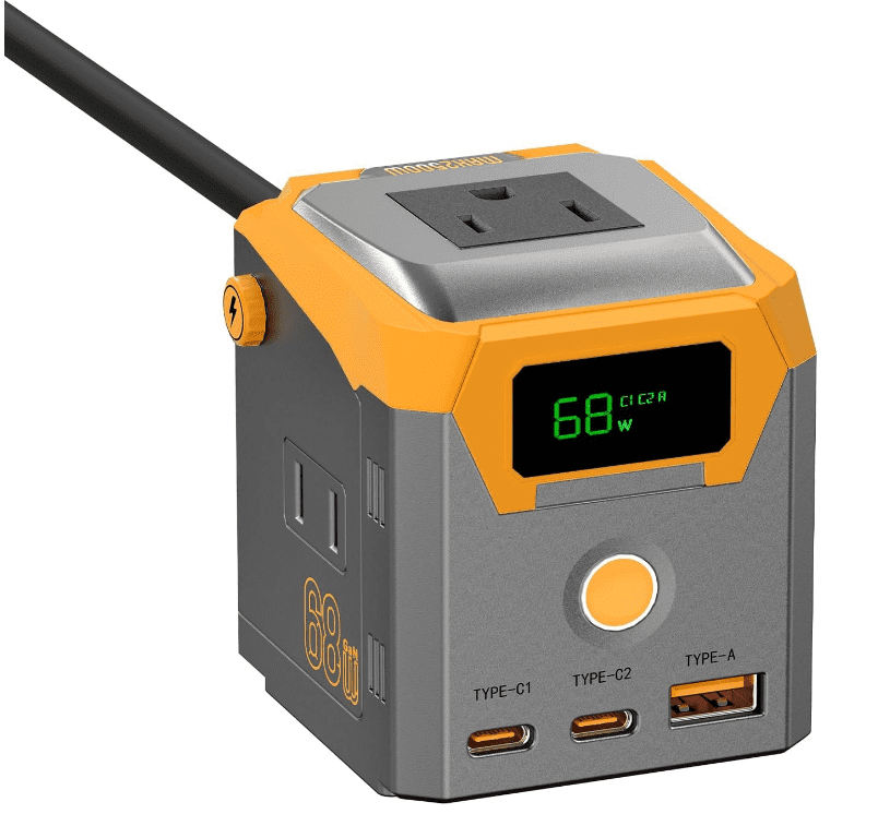 68W GaN Multi Charging Station, Desk Power Strip with TFT Display ...
