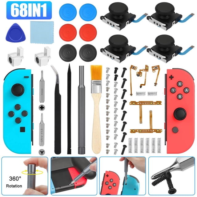 68in1 Switch Joy Con 3D Analog Joystick Repair Tool Kit - Full Screw ...