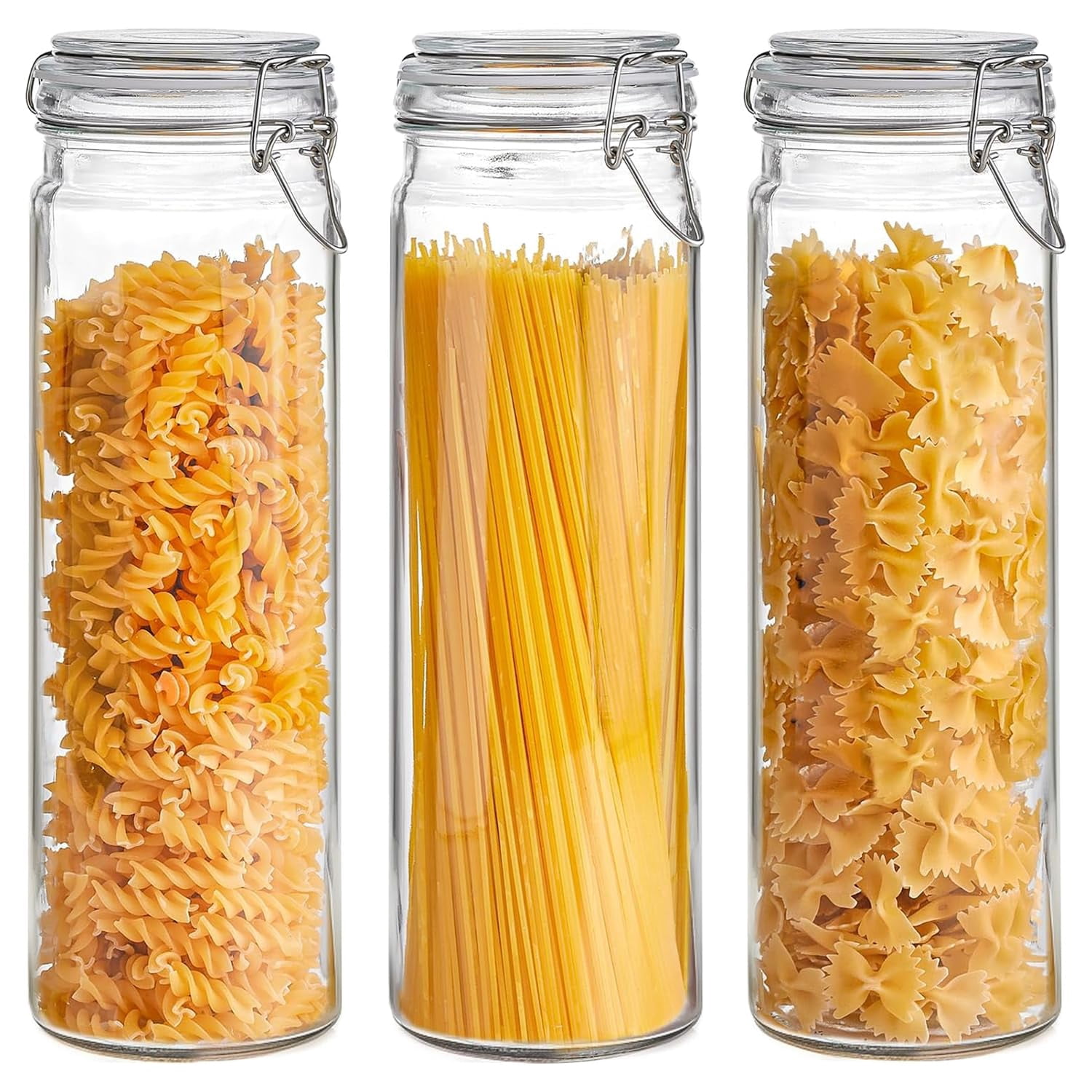 68oz 13-inch Tall 3-pack Food Storage Canisters For Pasta And Pantry ...