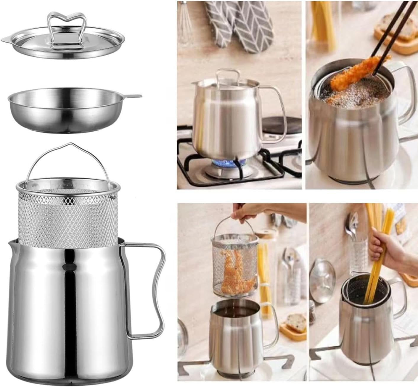 68oz 304 Stainless Steel Oil Filter Pot,Large Capacity Versatile Oil ...