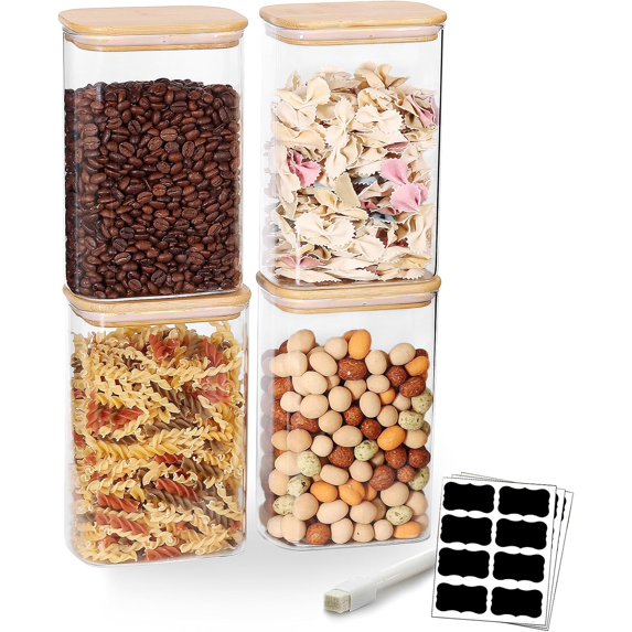 68oz Glass Storage Containers Set of 3 with Lids, Ideal for Pasta ...