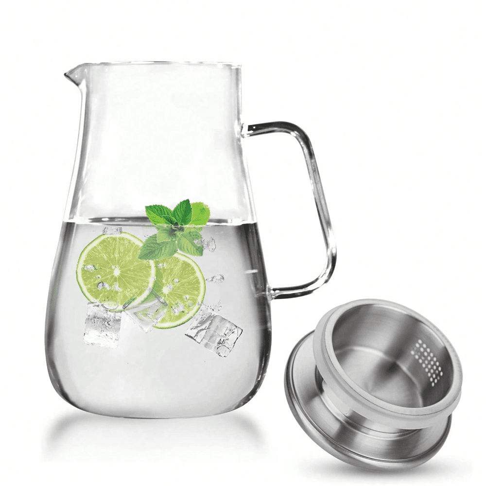 68oz Large Glass Pitcher With Lid Spout Wide Mouth Cold Hot Water ...