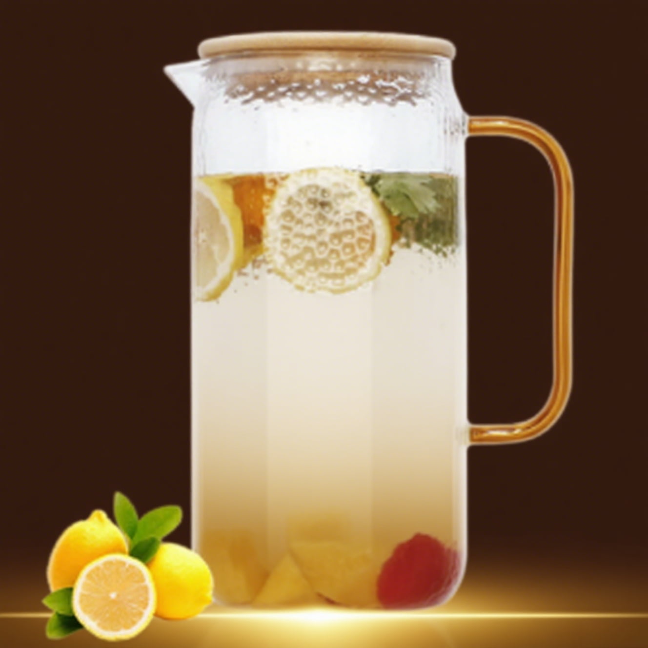 68oz Large Glass Pitcher with Lid & Spout – Wide Mouth, Heat-Resistant ...