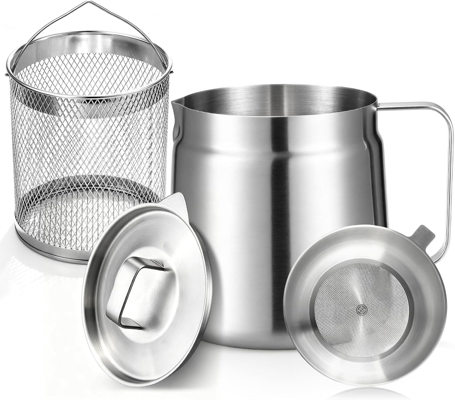 68oz Mini Deep Fryer Pot, Premium 304 Stainless Steel with Frying ...