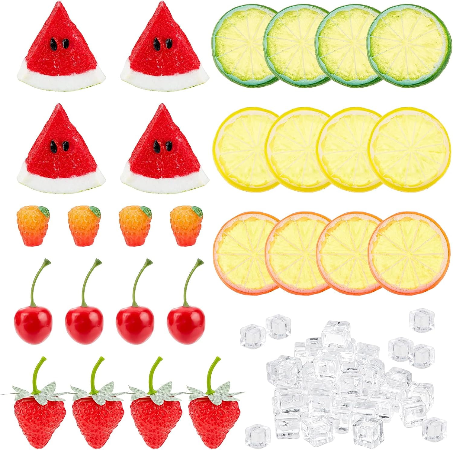 68pcs Artificial Acrylic Fruit Set Small Fake Fruits Simulation Fruit ...
