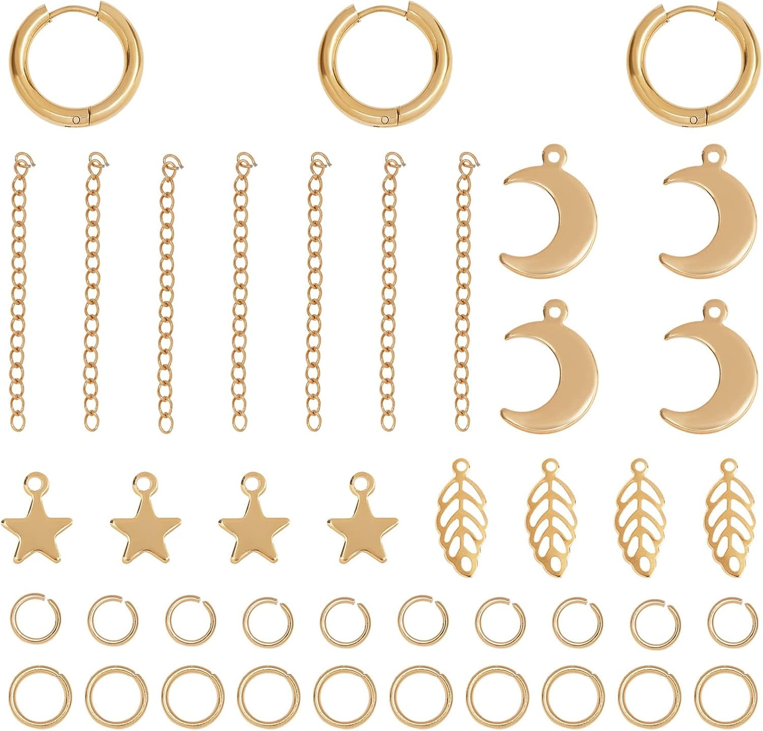 68pcs Dangle Earring Making Kits Stainless Steel Hoop Earring Chain ...