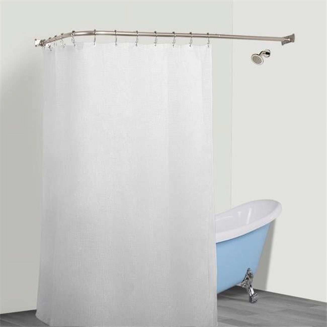 68x28 in. Rustproof L-Shaped Corner Shower Curtain Rod - Nickel ...