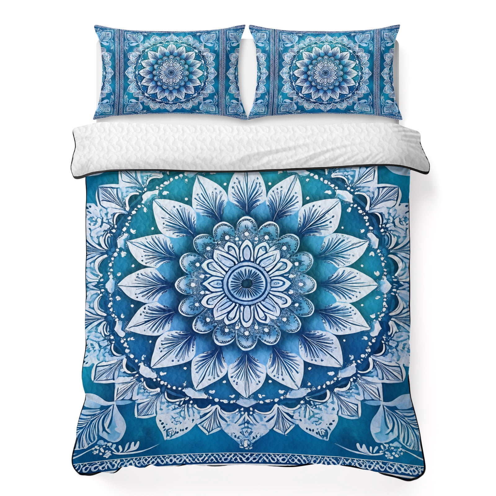 Twin Quilt Bedding Set Abstract Tribal Ethnic Flowers Breathable Summer ...