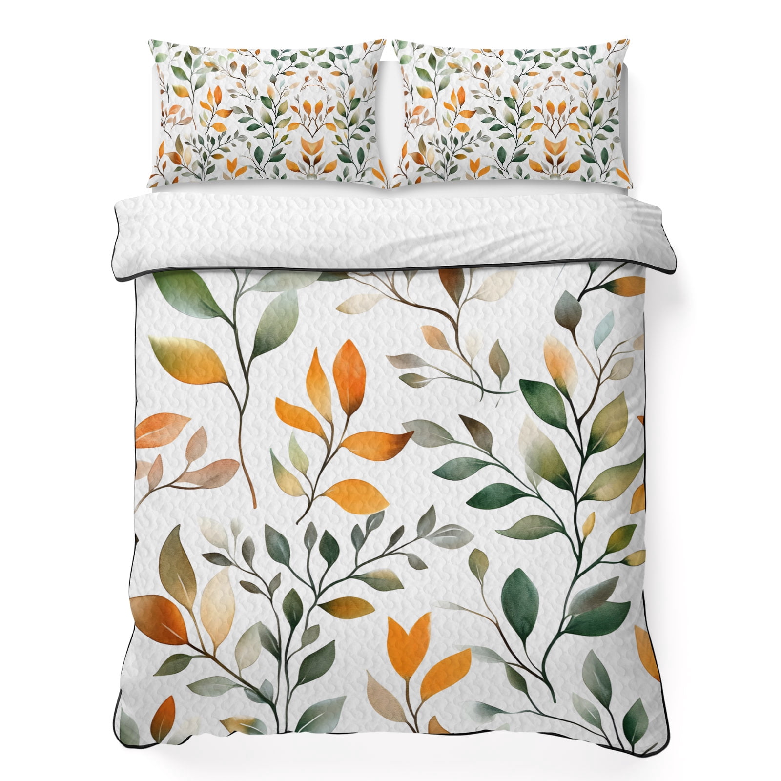 Twin Quilt Bedding Set Farm Colorful Leaves Seamless Breathable Summer ...