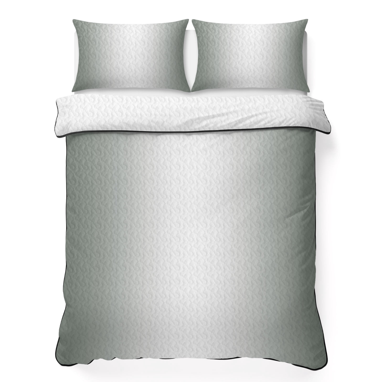 Twin Quilt Bedding Set Gray-green White Color Ombre Breathable Summer ...