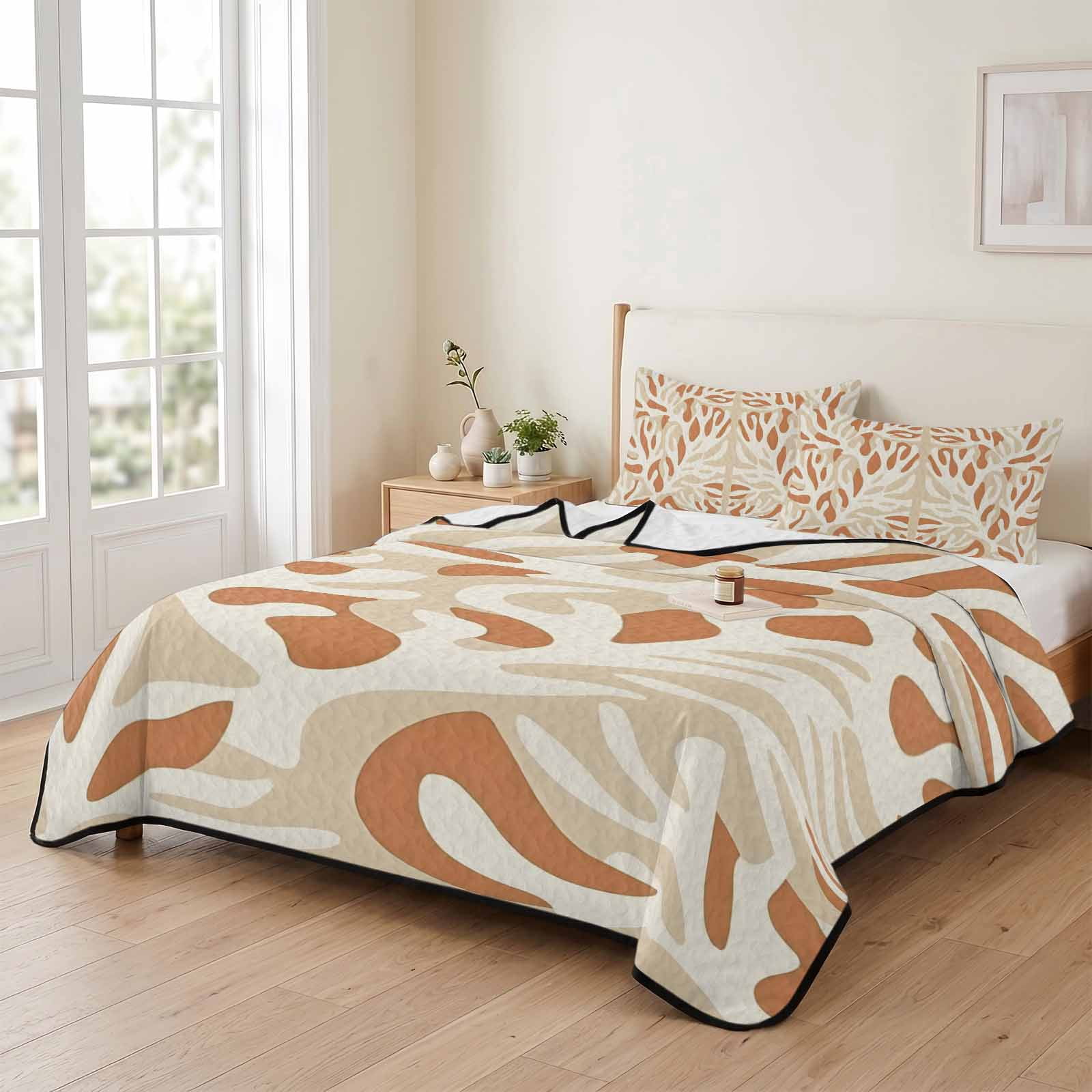 68x98in Quilt Bedding Set, Abstract Ocean Gradient Coral Lightweight ...