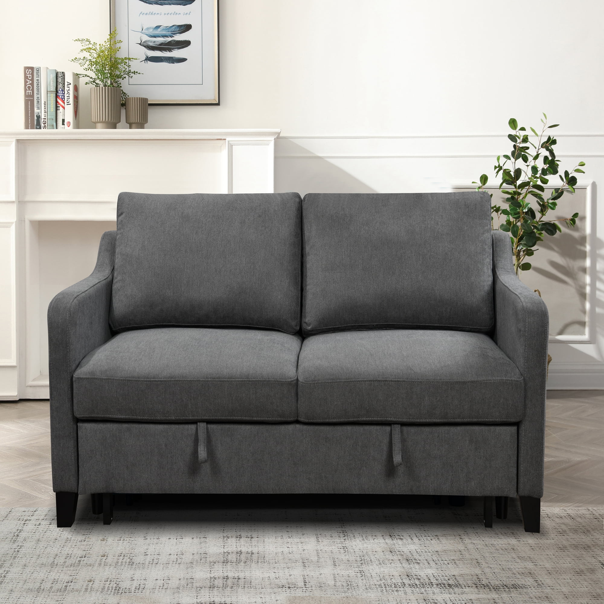 69" 3 in 1 Convertible Queen Sleeper Sofa Bed, Modern Fabric Loveseat ...