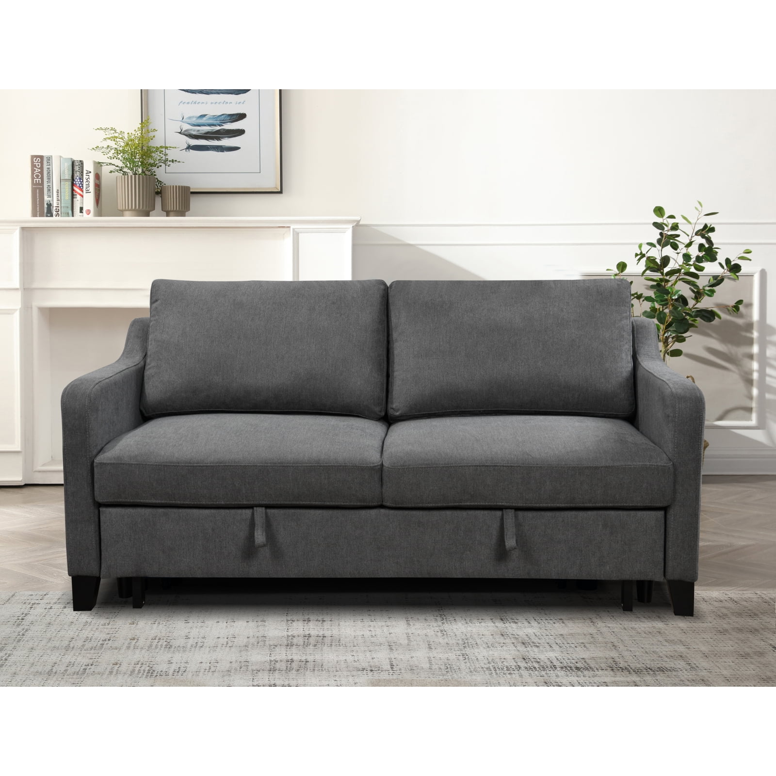 69" 3 in 1 Convertible Queen Sleeper Sofa Bed, Modern Fabric Loveseat ...