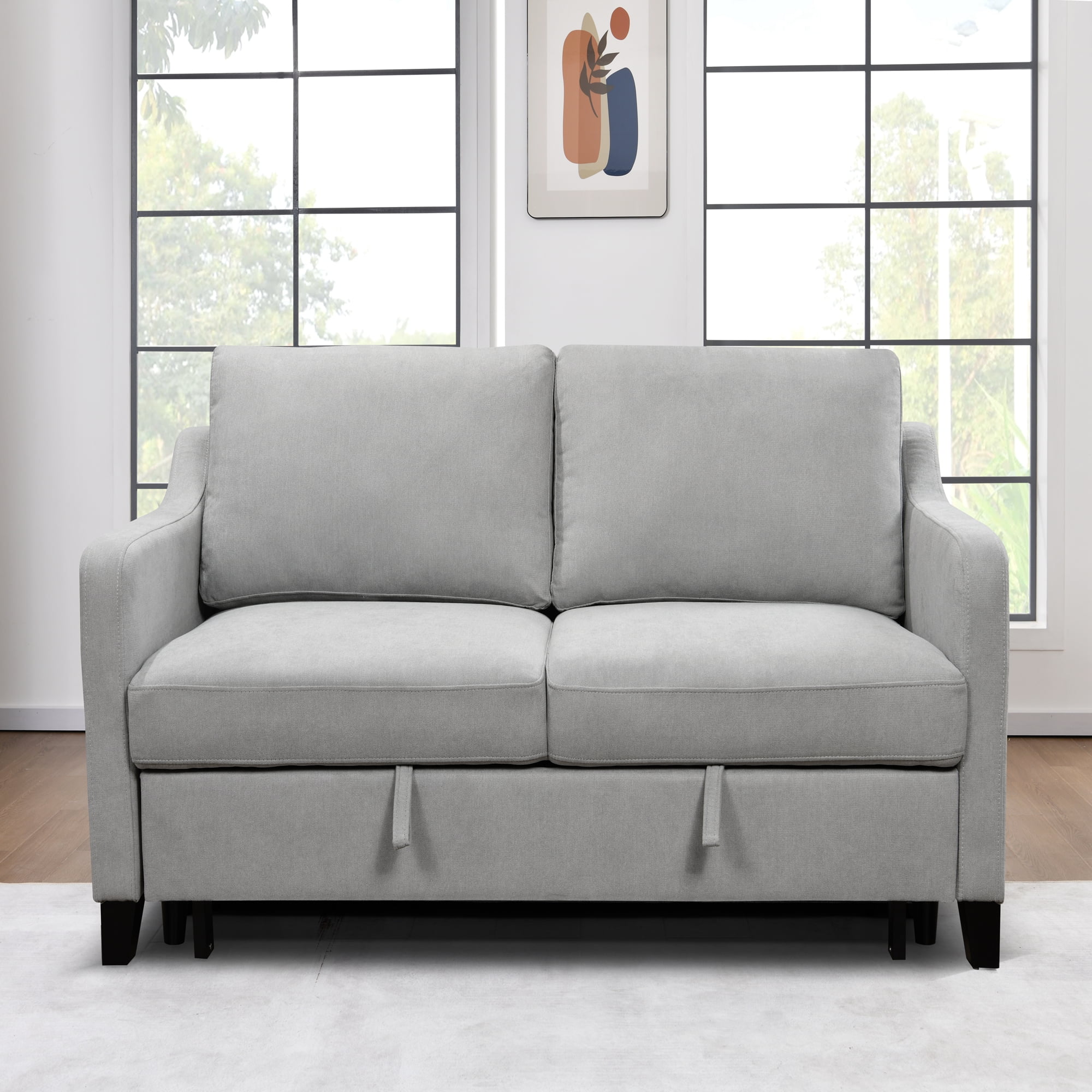 69"3 in 1 Convertible Queen Sleeper Sofa Bed, Modern Fabric Loveseat ...