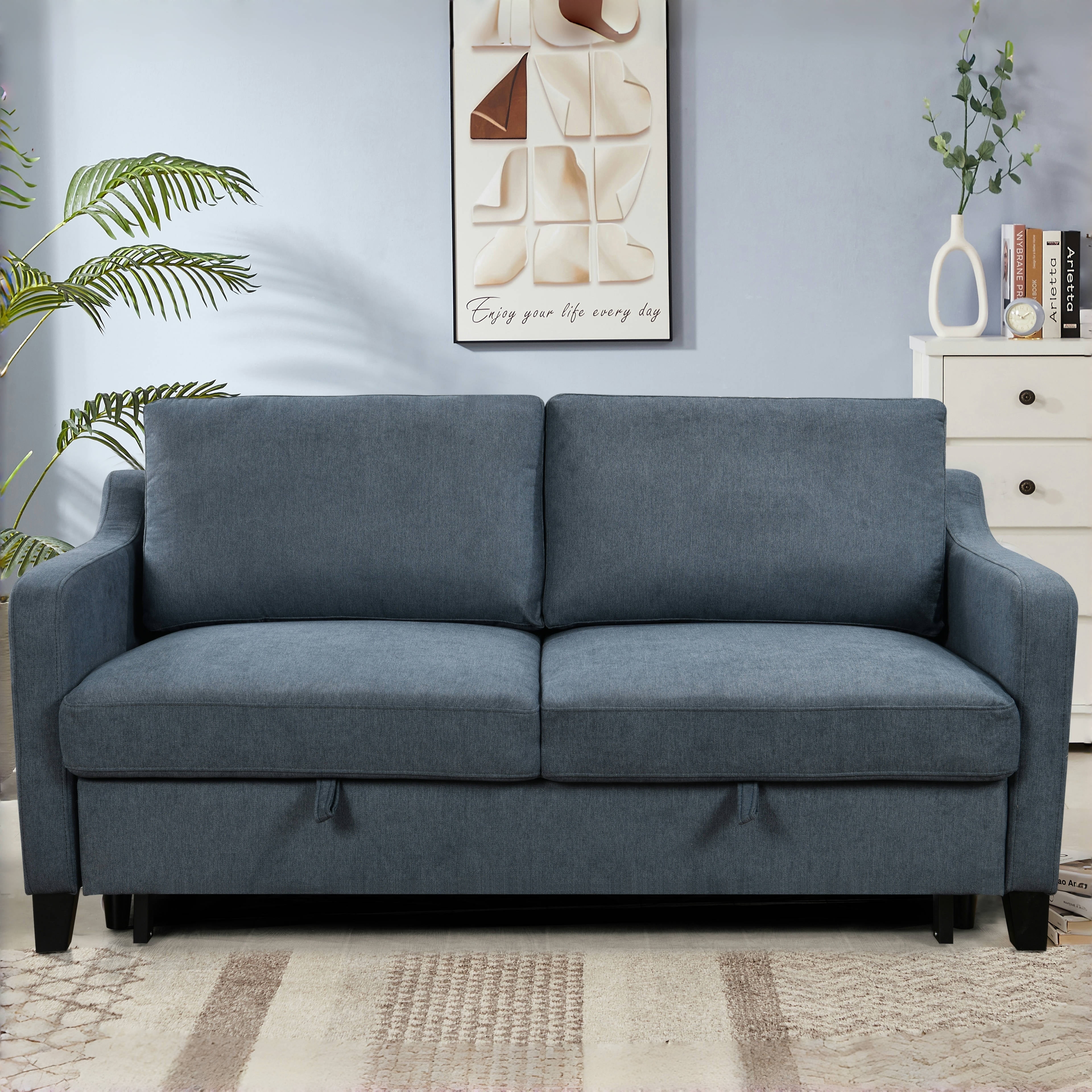 THSUPER 3 in 1 Convertible Queen size couch for living room, loveseat ...