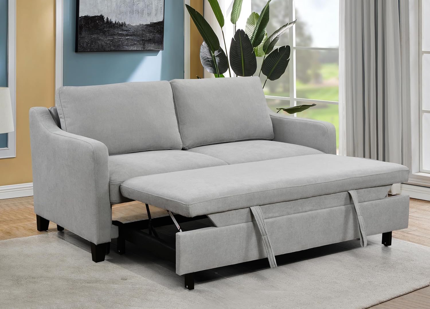 69'' Convertible Queen Size Sleeper Sofa Bed Modern Linen Loveseat Sofa ...