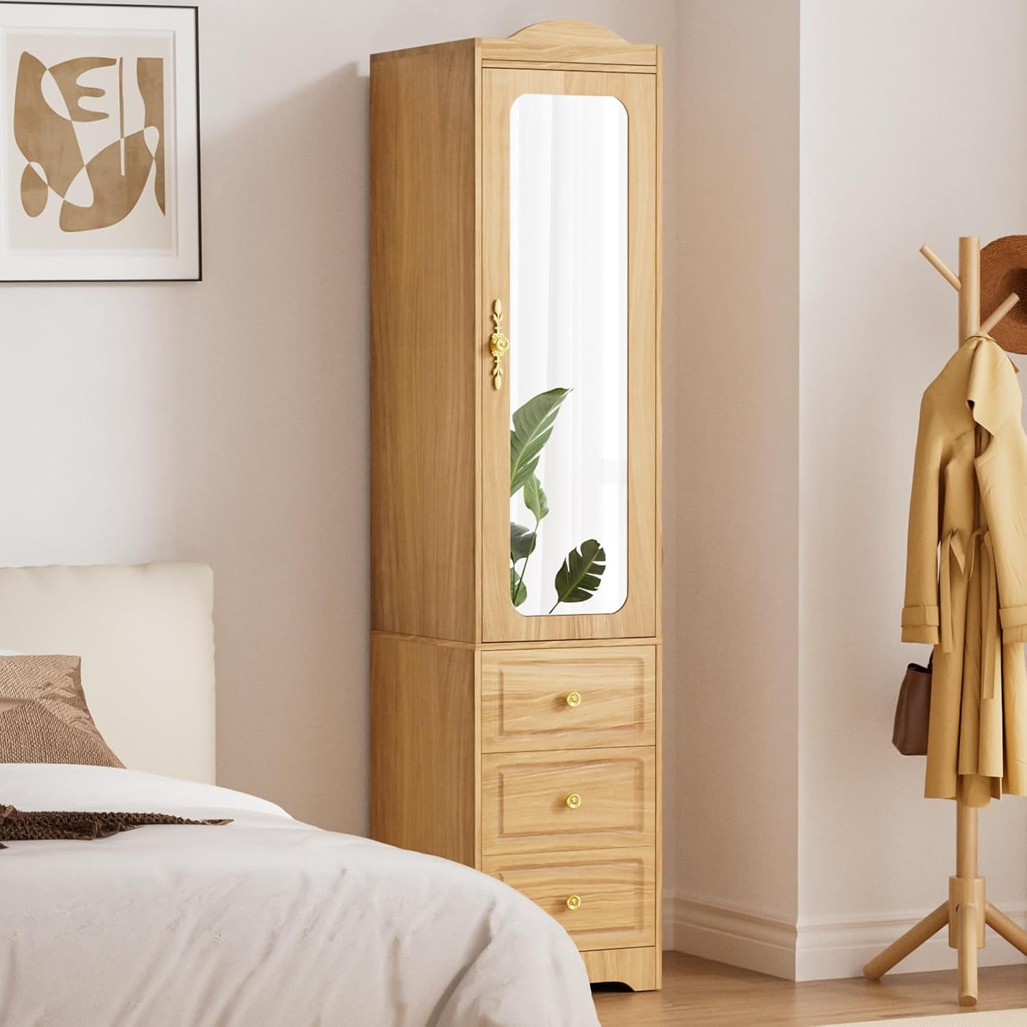 69.5" H Armoire Wardrobe Closet, Wood Bedroom Armoires Cabinet with ...